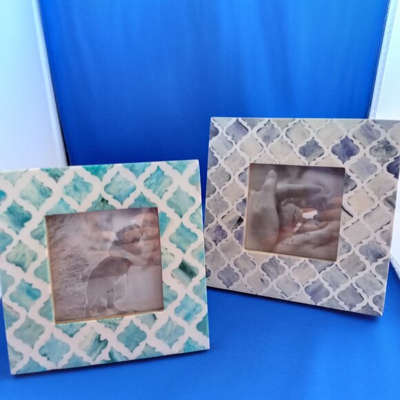 Master Stroke | Accents | Set Of 2 Coordinating Dyed Bone Inlaid Tile ...